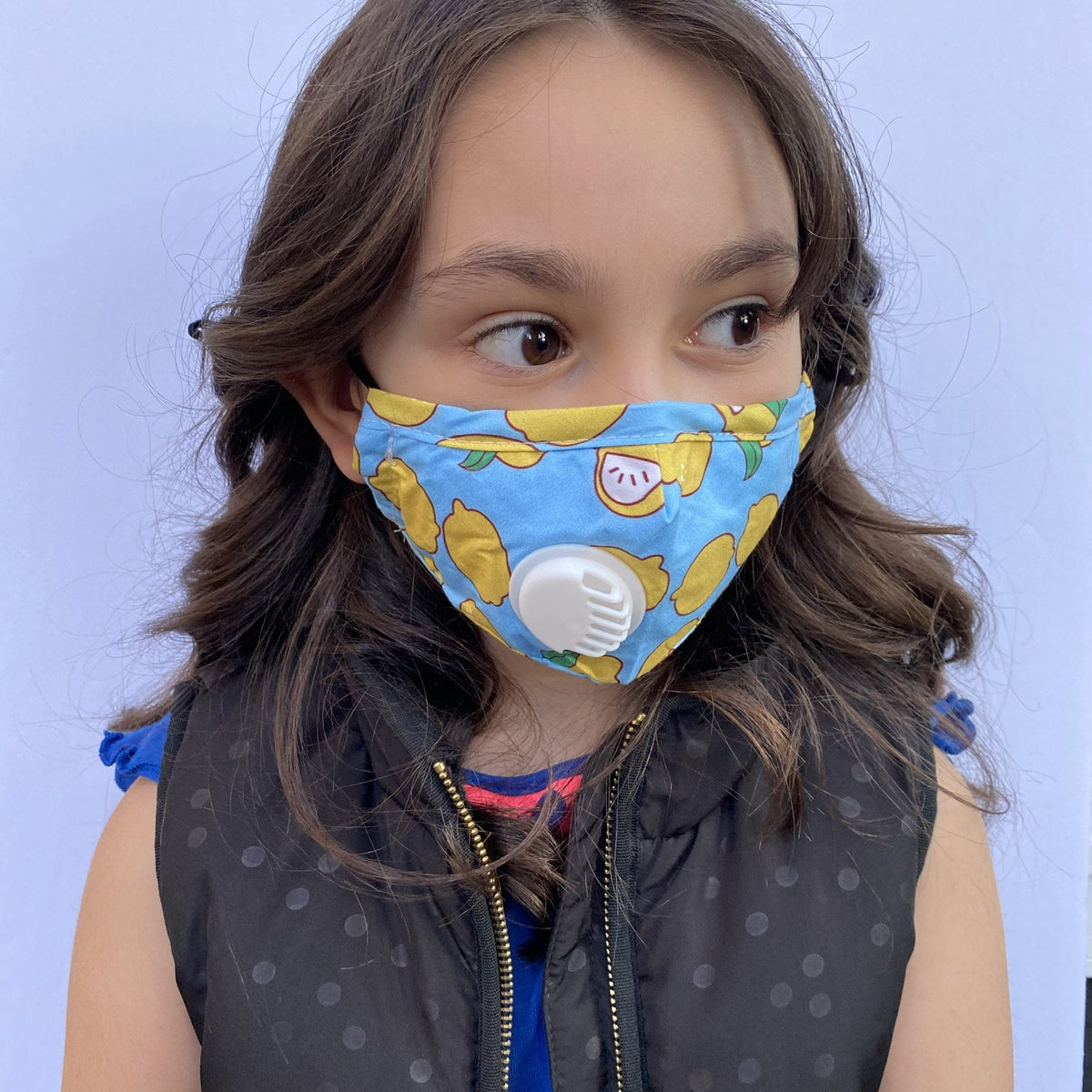 3 Layer Kids Reusable Face Mask With Filter Pocket | Blue Lemon