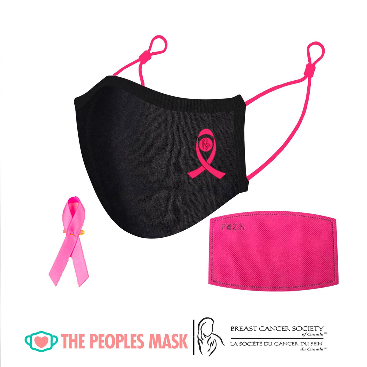 3 Layer Organic Cotton Face Mask With Filter Support Breast Cancer